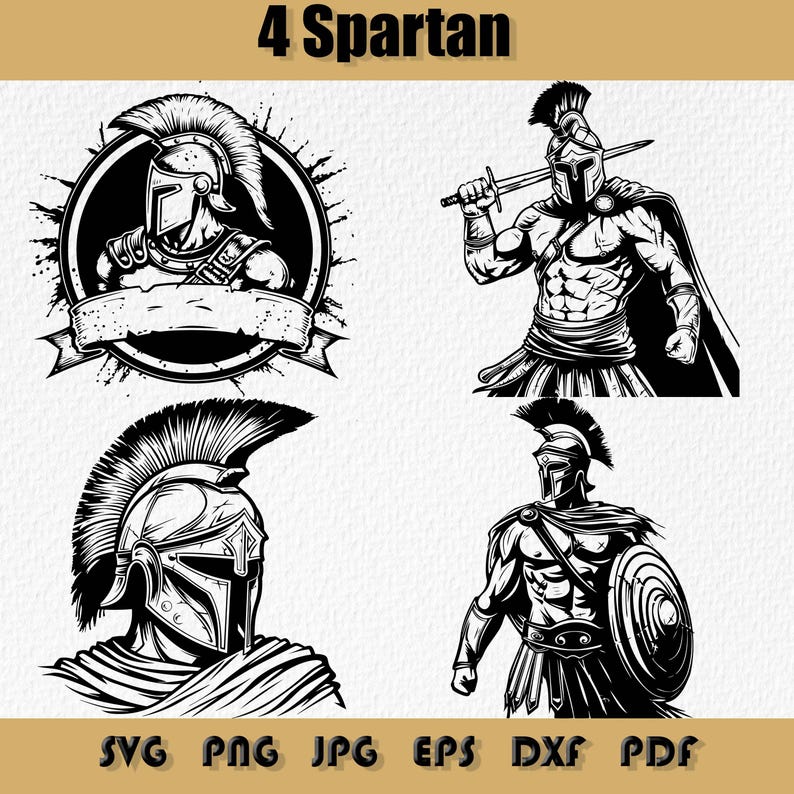 Spartan Warrior SVG Bundle: Helmet, Knight, Gladiator (digital Files ...
