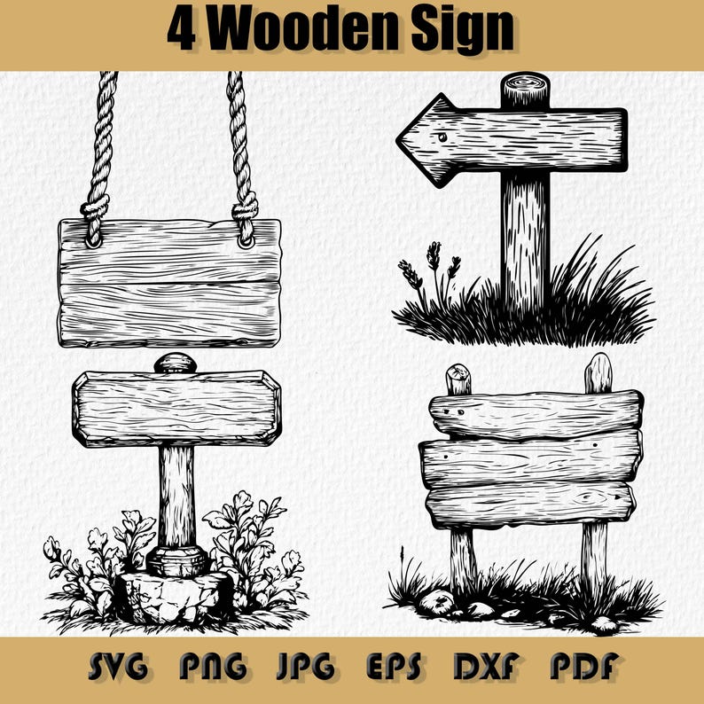Wooden Sign Svg Bundle,rustic Wood Sign Svg, Wood Slice Tree Svg, Wood ...