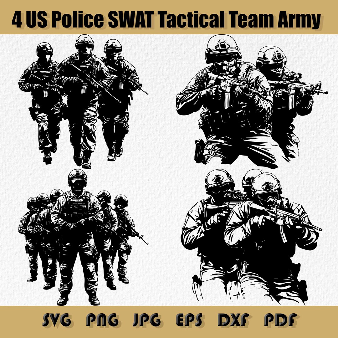 SWAT Team SVG Bundle: US Police Tactical Unit Clipart (digital Files ...