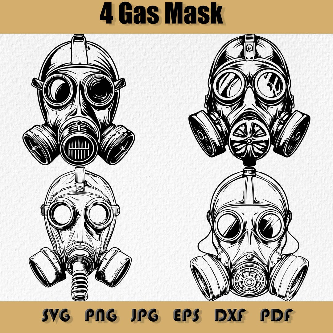 Gas Mask Svg Bundle ,protective Gas Mask Clipart,gas Mask Svg Files for ...