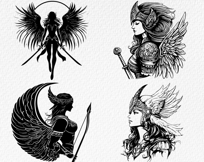 12 Valkyrie SVG and PNG Bundle – Norse Warrior Goddess Digital Files ...