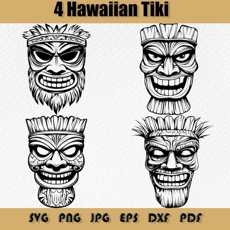 Hawaiian Tiki SVG Bundle: Polynesian Tribal Design (digital Download ...