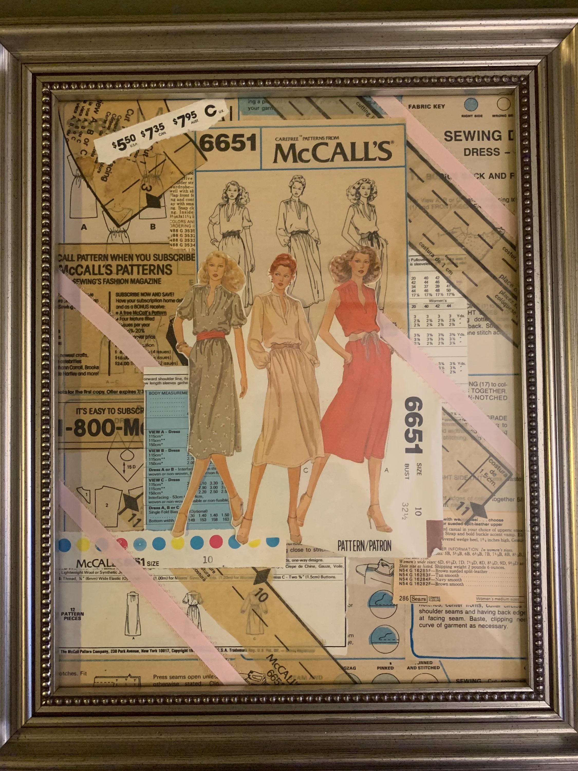 Framed 1970’s Vintage Sewing Pattern Collage Wall Art - Etsy