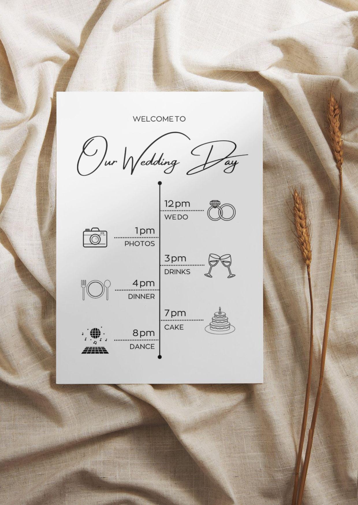 Editable Infographic Wedding Day Timeline Wedding Reception Schedule ...
