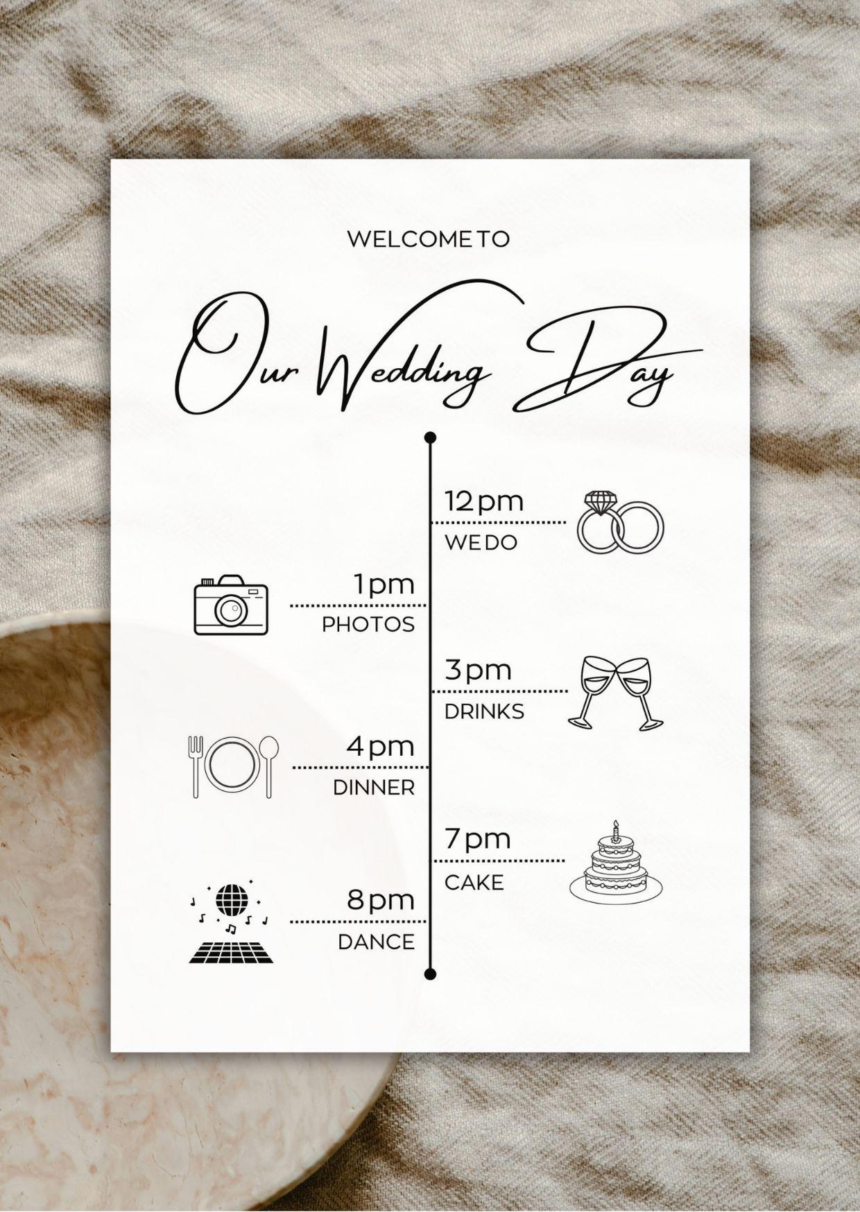 Editable Infographic Wedding Day Timeline Wedding Reception Schedule ...