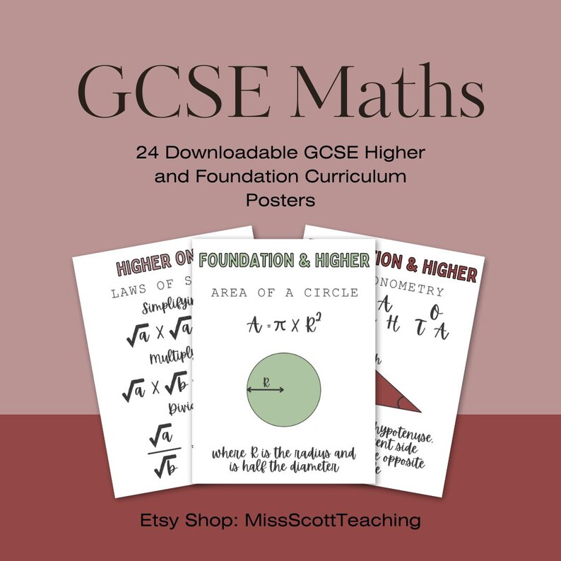 GCSE Maths Classroom Posters Set, Secondary School Teaching Resources ...
