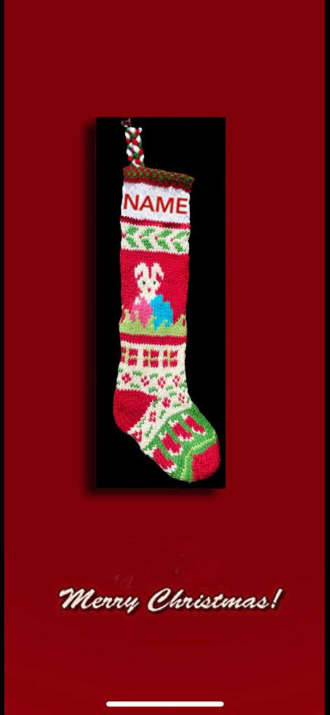 Hand Knit Christmas Stocking, Personalized, Made of Pure Wool Yarn ...