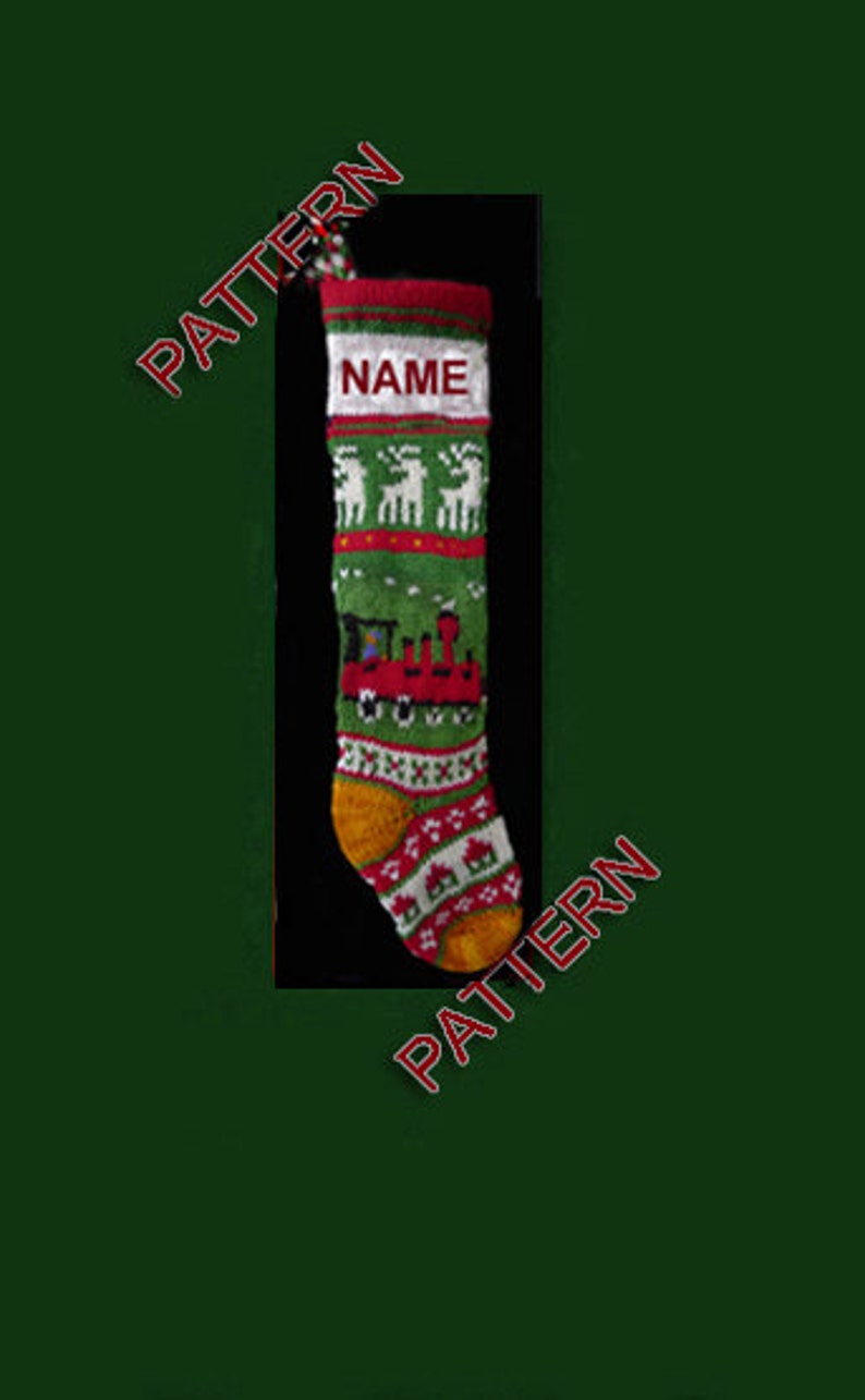 Pattern Only Hand Knit Christmas Stocking, Train, House and Deer - Etsy
