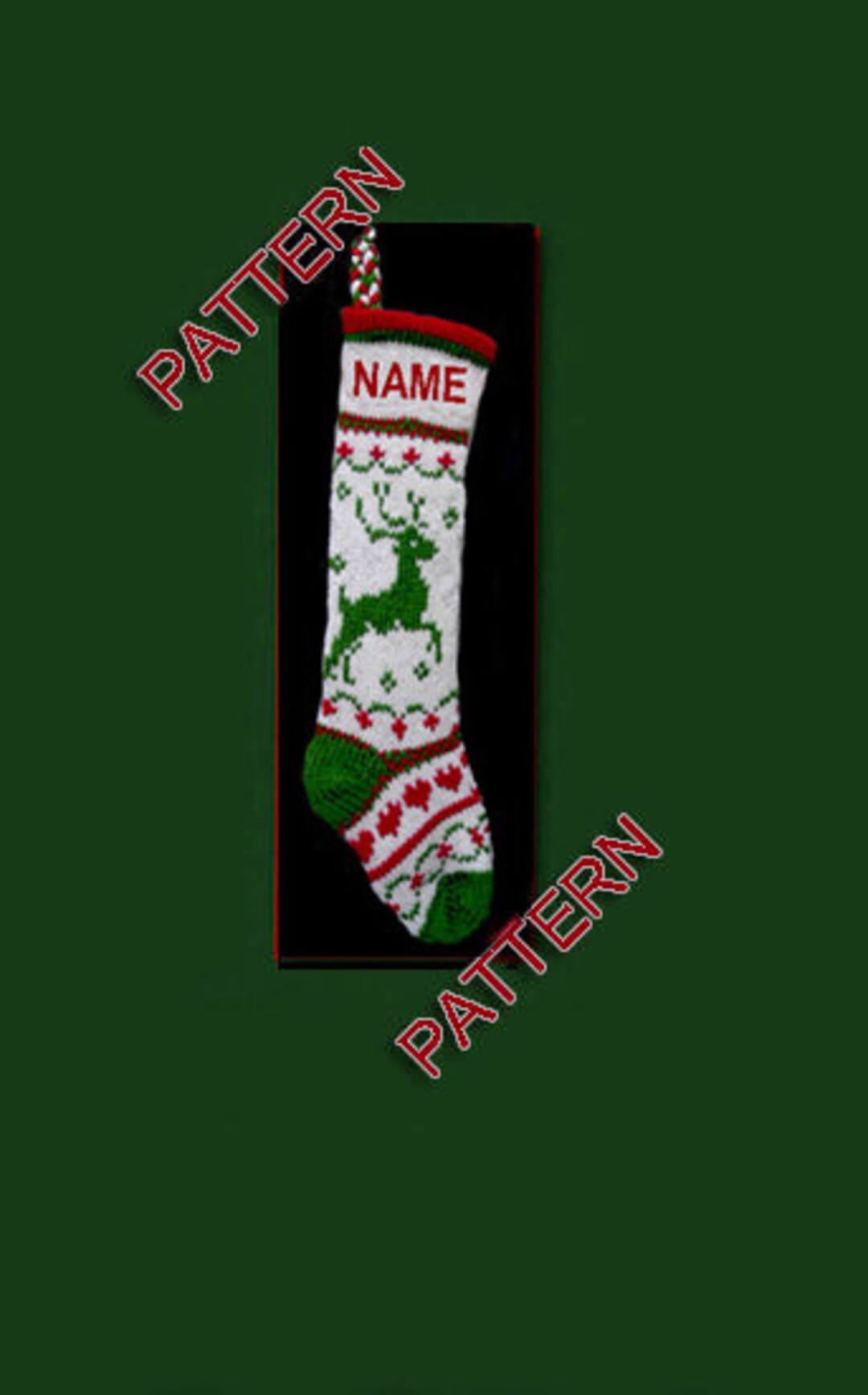 Pattern Only --- Hand Knit Christmas Stocking, Reindeer, Snowflake and ...