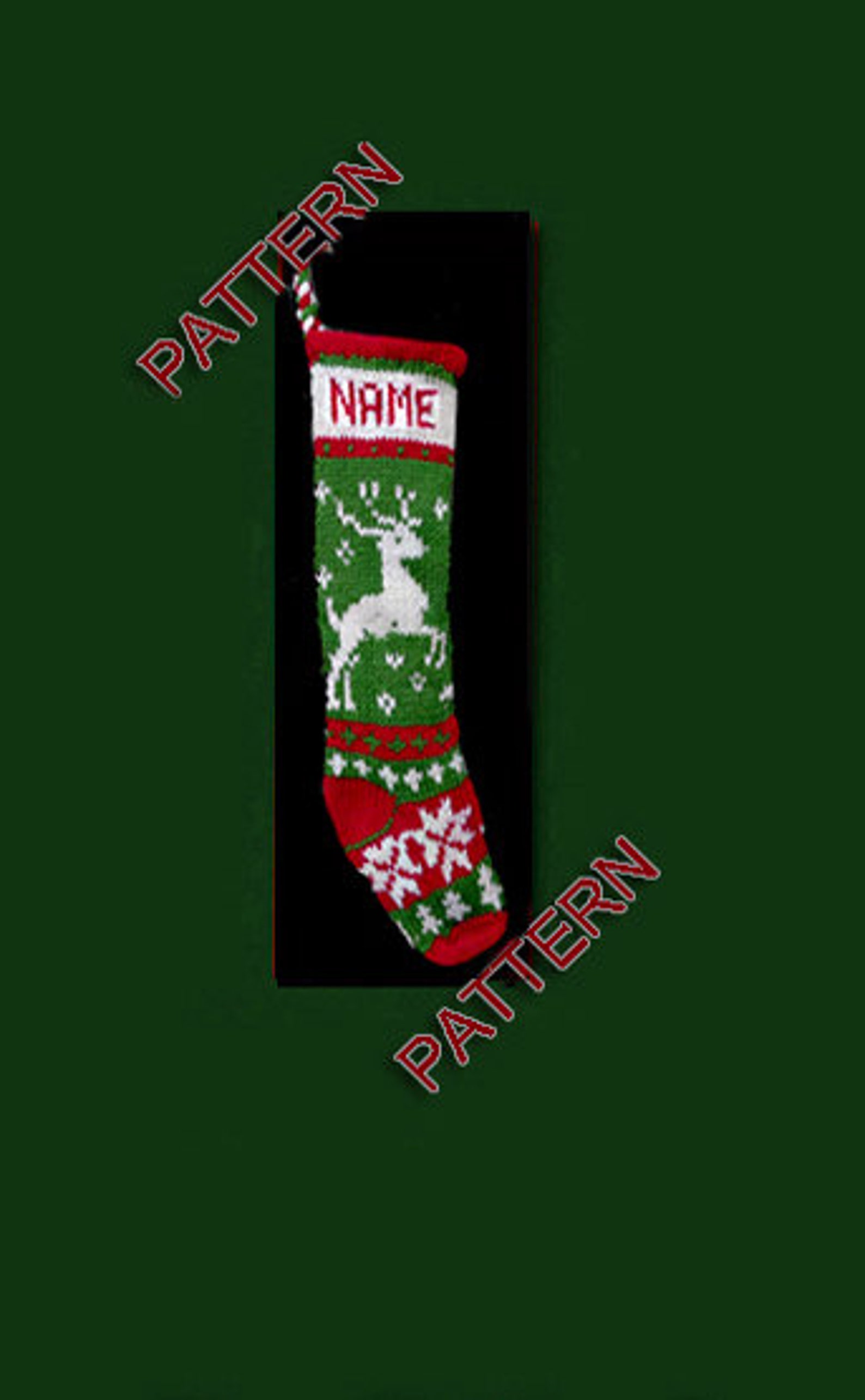 Hand Knit Christmas Stocking, Pattern Only, Reindeer, Snowflake and ...