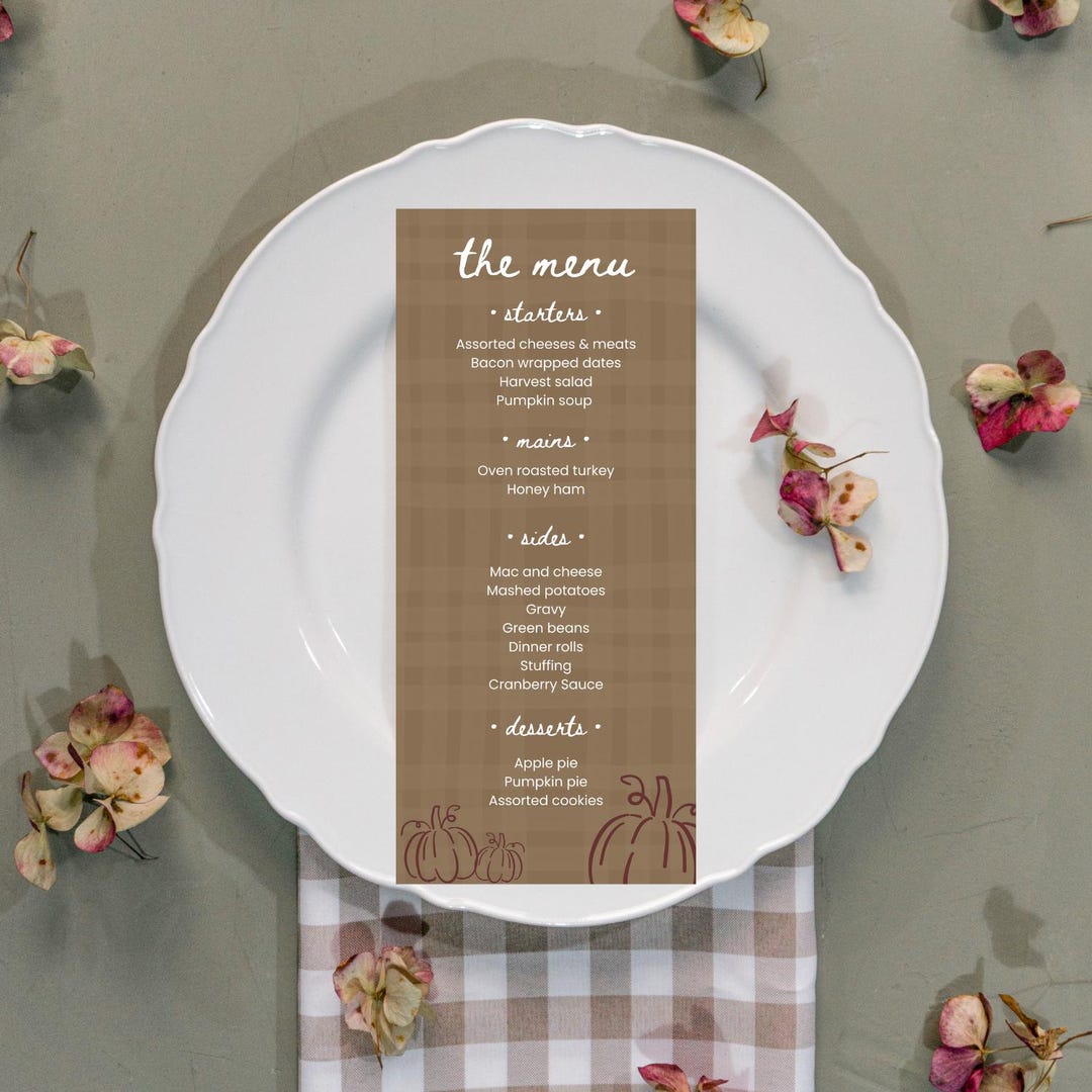 Whimsical Fall Menu Template, Doodle Thanksgiving Menu Template, Fun ...