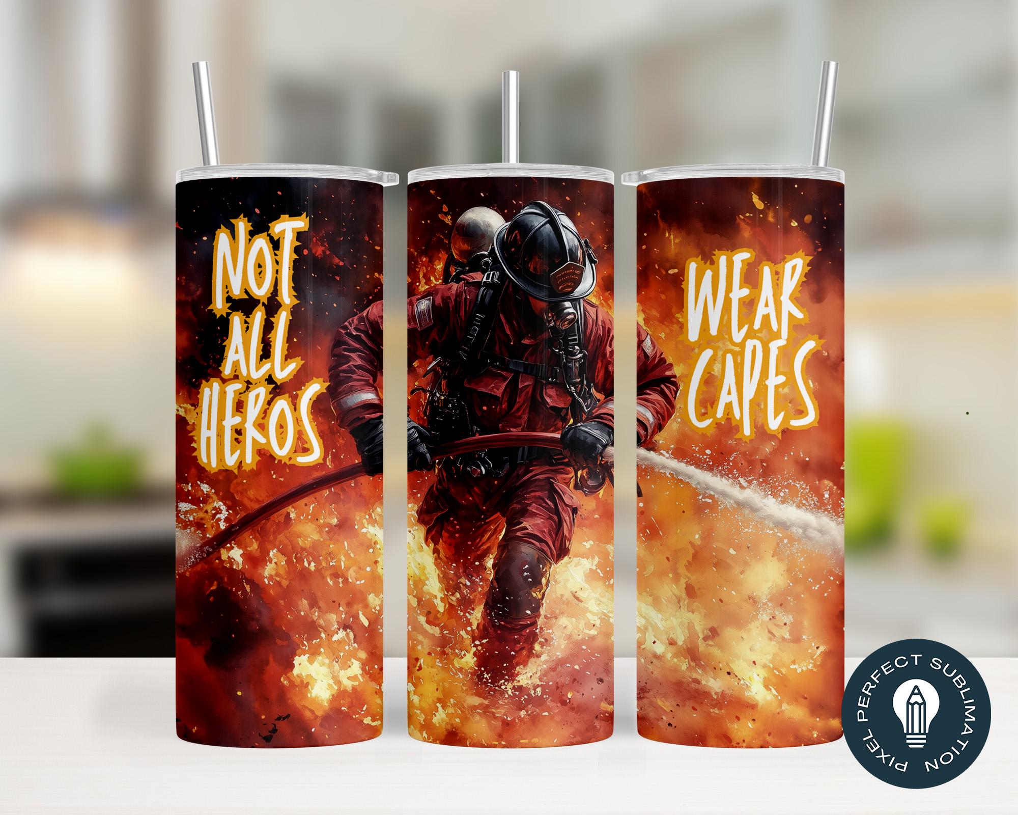 Firefighter Hero | 20 Oz Skinny Tumbler Wrap | Firefighter PNG Fire ...