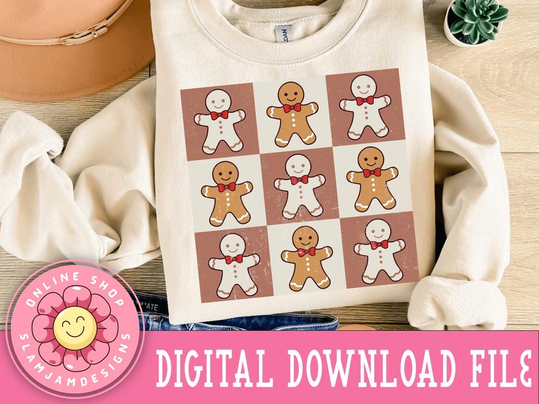 Retro Checkered Gingerbread Man PNG, Trendy Distressed Christmas PNG ...