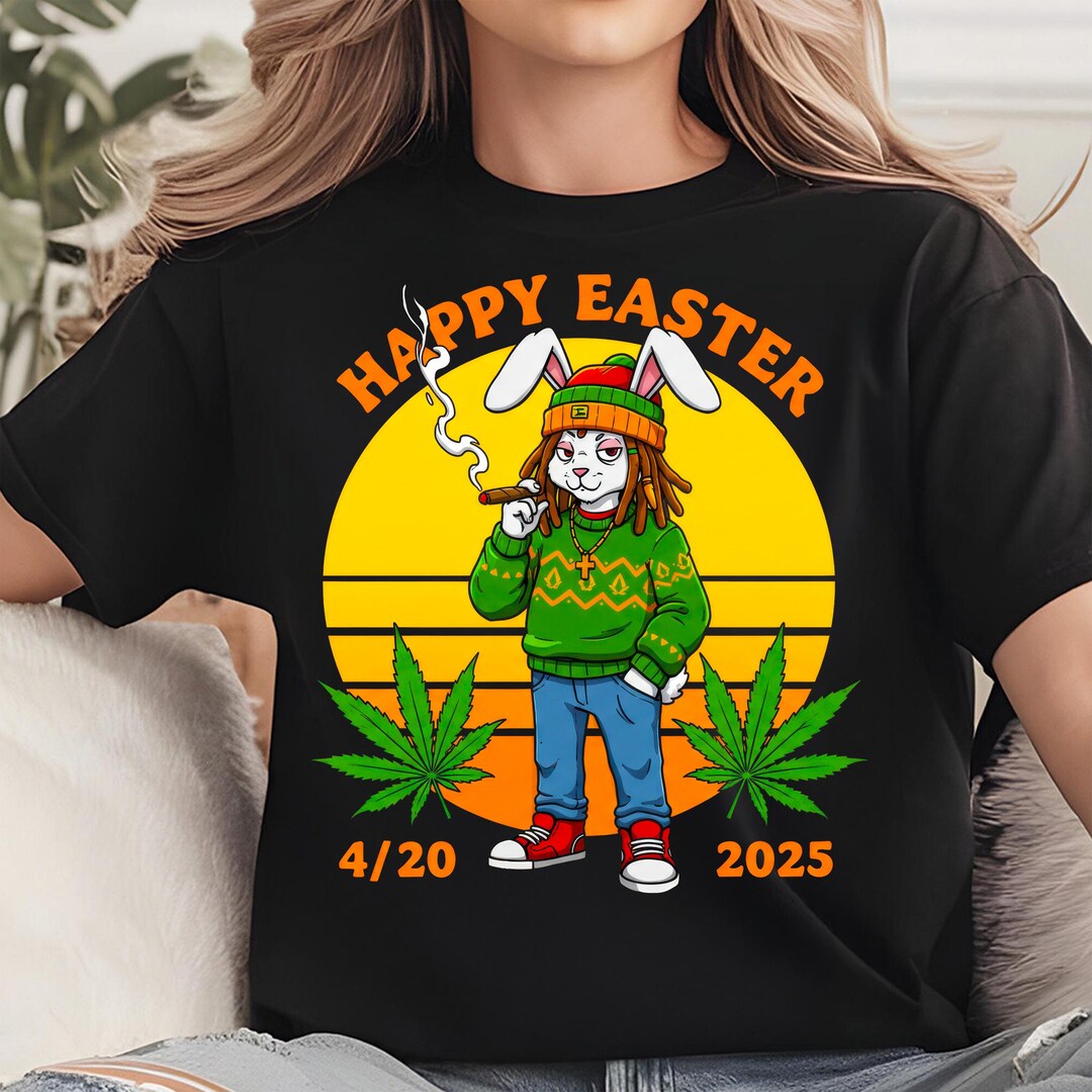 Happy 420 Easter Bunny Smoking Weed PNG, Funny Marijuana Bunny Digital ...
