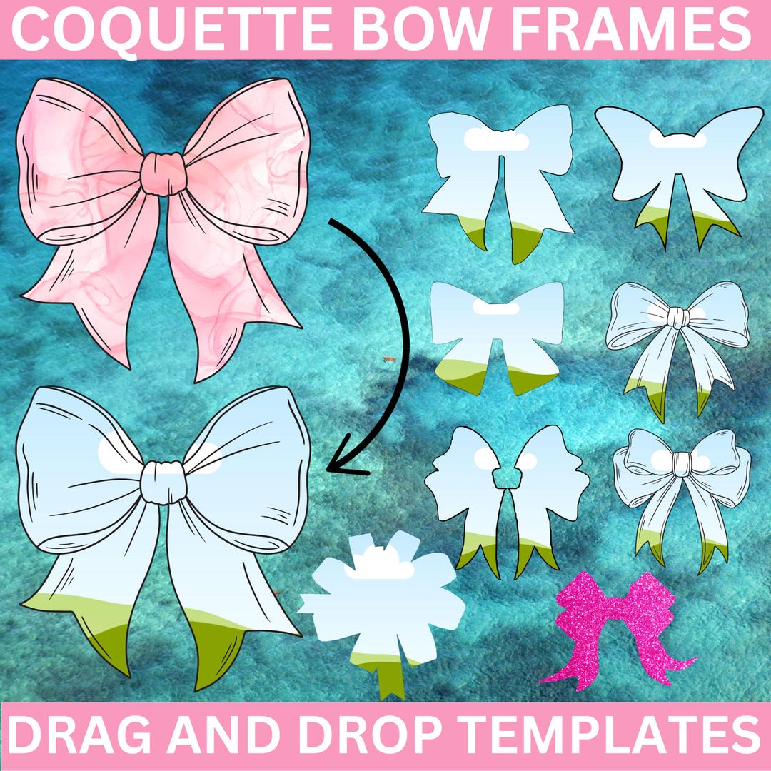 Coquette Bows Canva Frames, Trendy Ribbon Canva Frame Template, Girly ...