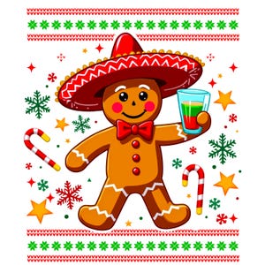 Feliz Navidad Mexican Gingerbread With Sombrero Christmas Png ...