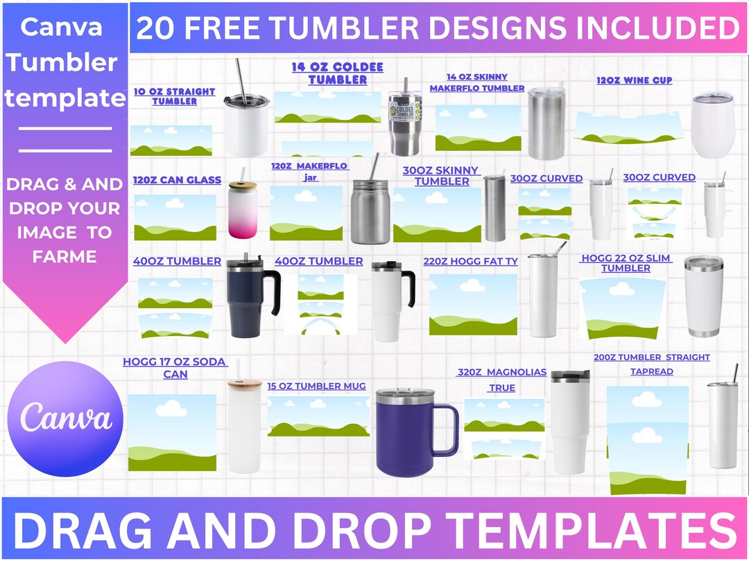 Tumbler Template Bundle, Editable 20oz & 40oz Designs, Canva Libbey ...