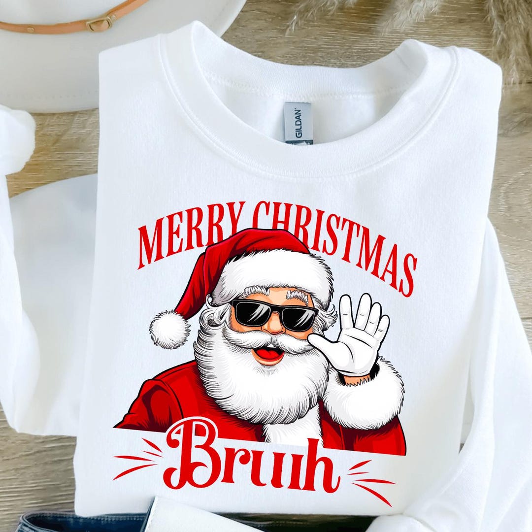 Merry Christmas Bruh Png, Funny Santa Claus Bruh Png, Trendy Xmas Png ...
