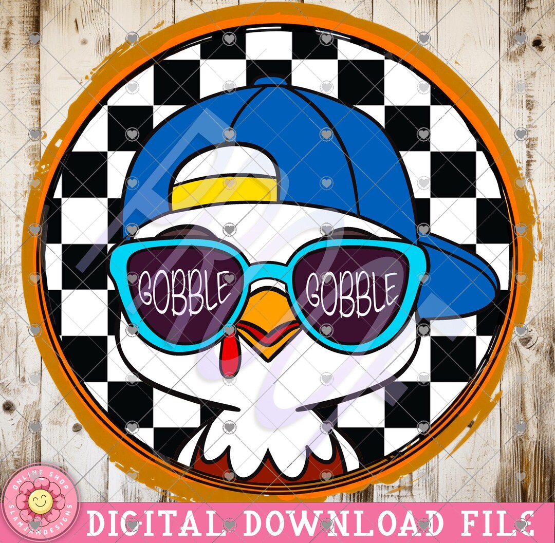 Digital Png File Boy Turkey Thanksgiving Fall Checker Ball Cap Hat Kids ...