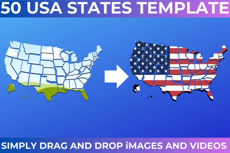 Canva US States, 50 USA States Custom Canva Frames, Individual State ...