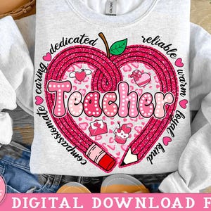 Teacher Heart Pencil Png, Valentine Day Png, Teacher Valentine Png ...
