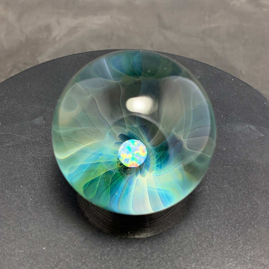 1.97/50mm Handmade Silver and Gold Fumed Glass Marble With 5mm White ...