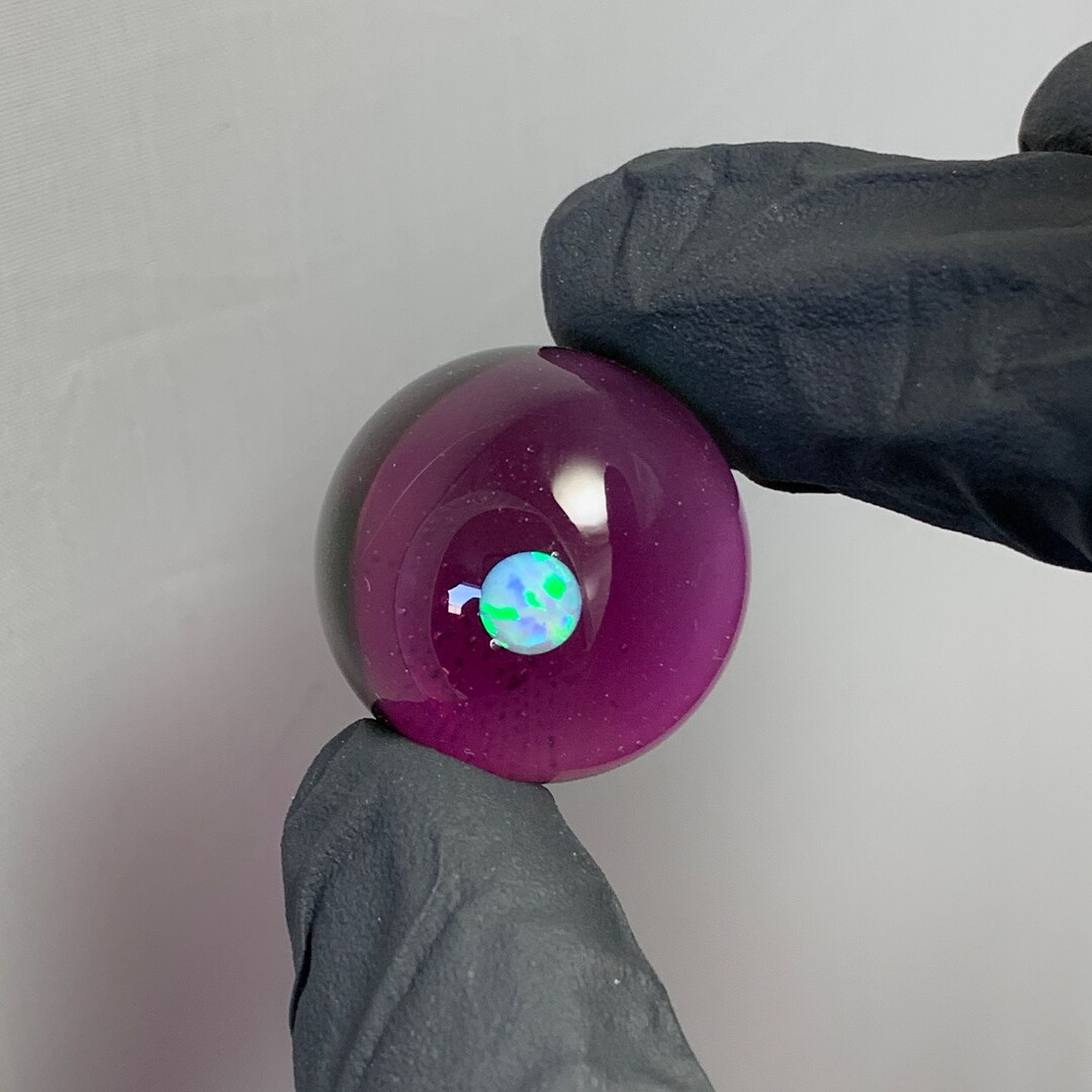 26mm Handmade Glass Marble With 4mm Gilson Opal Sphere on Gold Amethyst. - Etsy