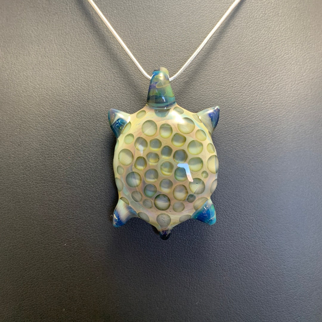 Handmade Glass Honeycomb Turtle Pendant - Etsy
