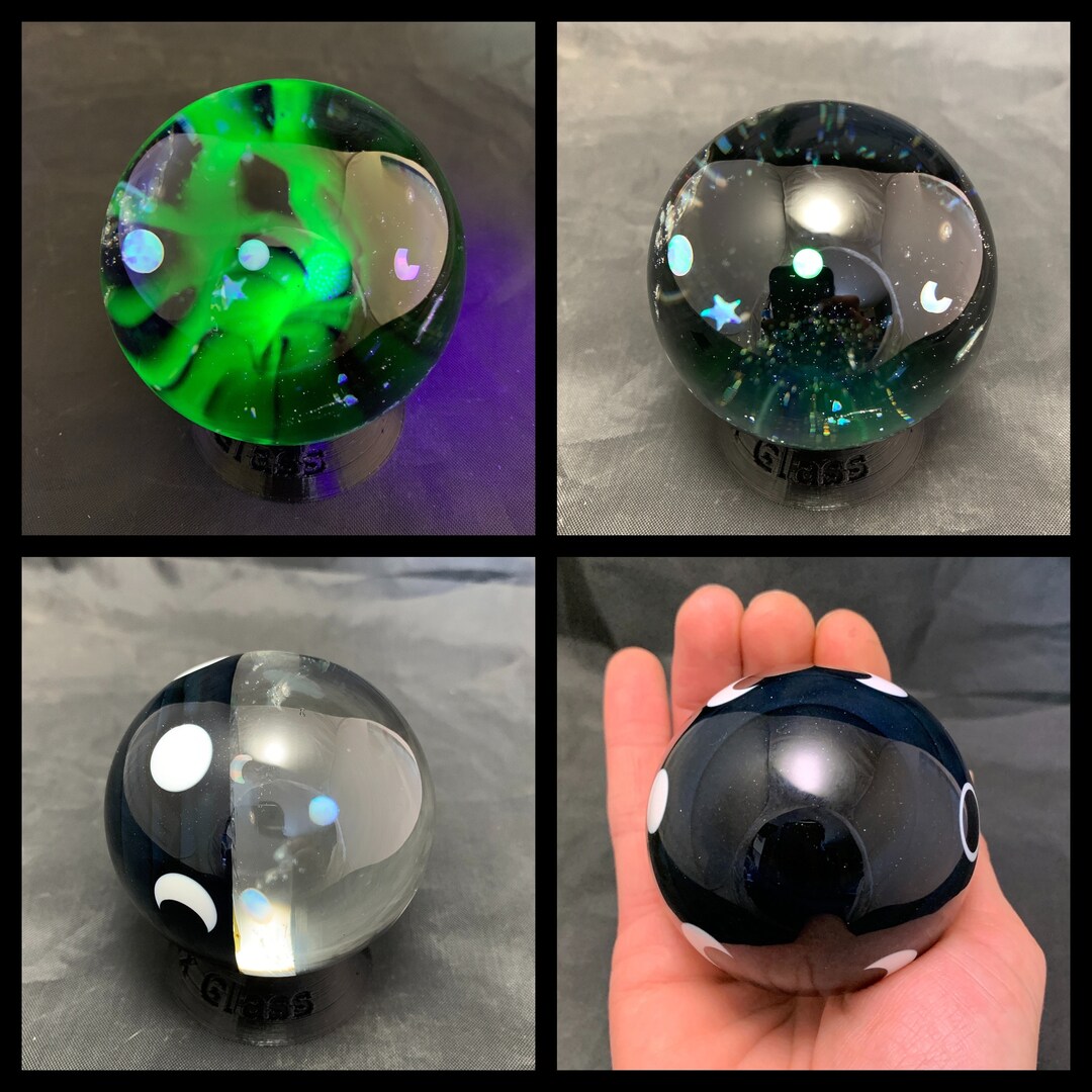 2.55/64.9mm Space Glass Marble With 4 Gilson Opal and UV Reactive ...