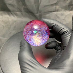 1.65/41.9mm Crushed Opal Galaxy Glass Marble With Rainbow Dichroic and ...