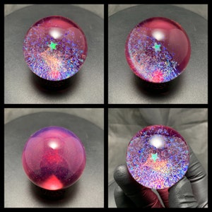 1.65/41.9mm Crushed Opal Galaxy Glass Marble With Rainbow Dichroic and ...