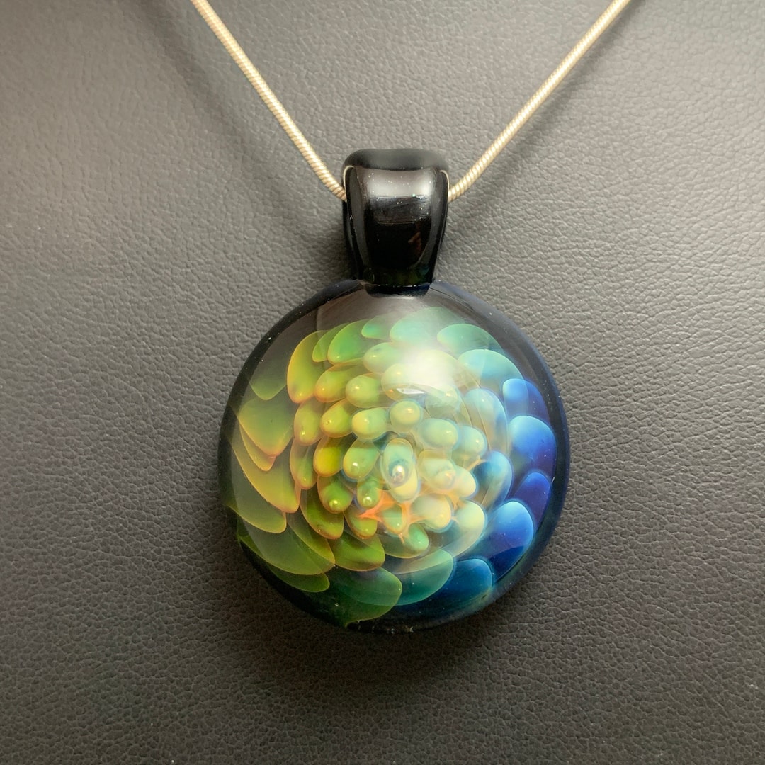 Handmade Silver and Gold Fumed Glass Pendant With Chain - Etsy