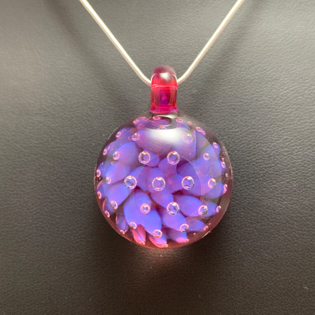 Handmade Glass Airtrap Pendant Necklace. Telemagenta Pink - Etsy