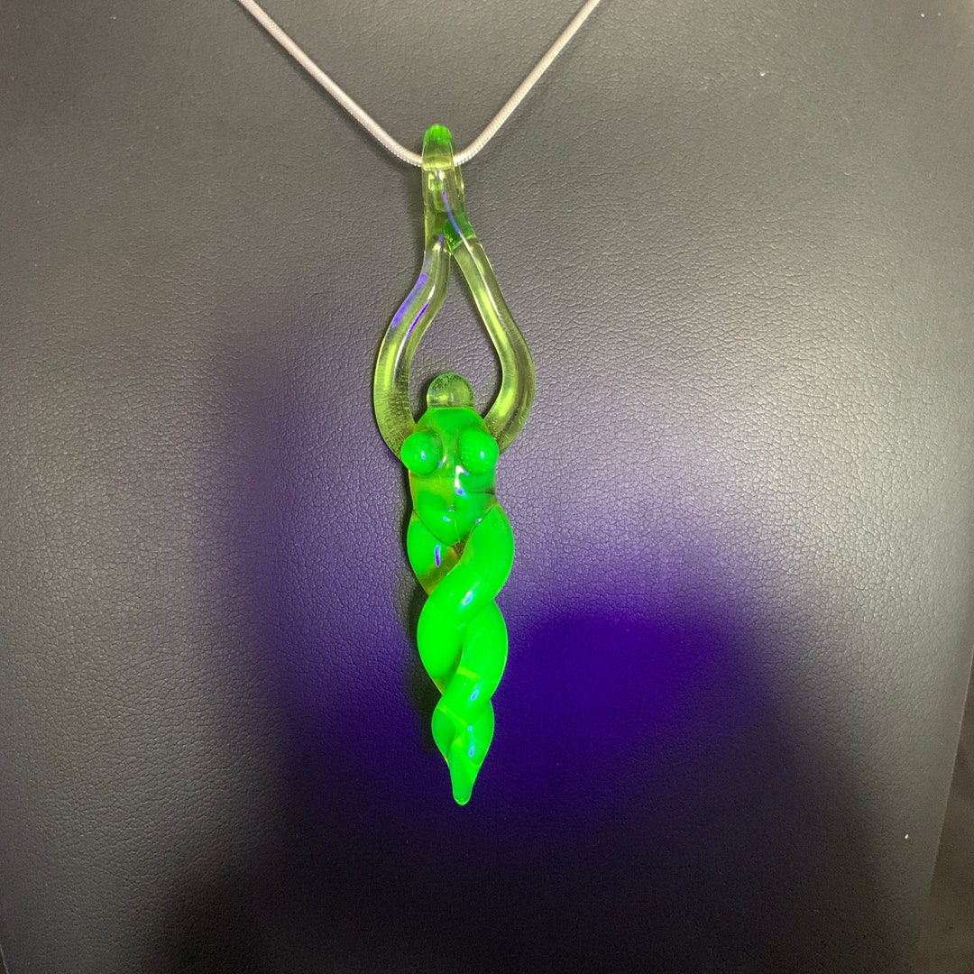 Handmade Glass Goddess Pendant Uv Reactive Citrine and Lime - Etsy