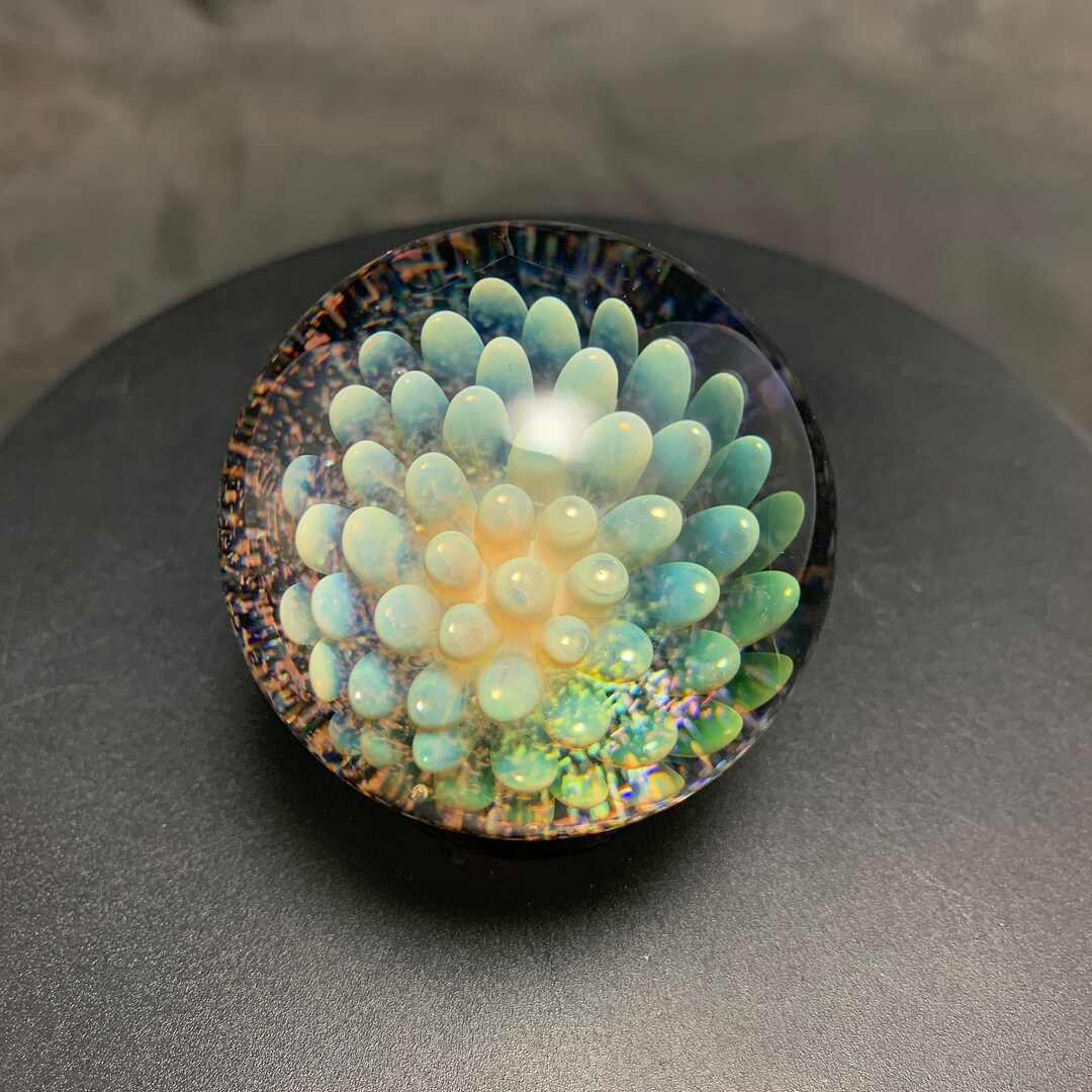 1.89/48mm Handmade Silver and Gold Fumed Glass Implosion Marble on ...