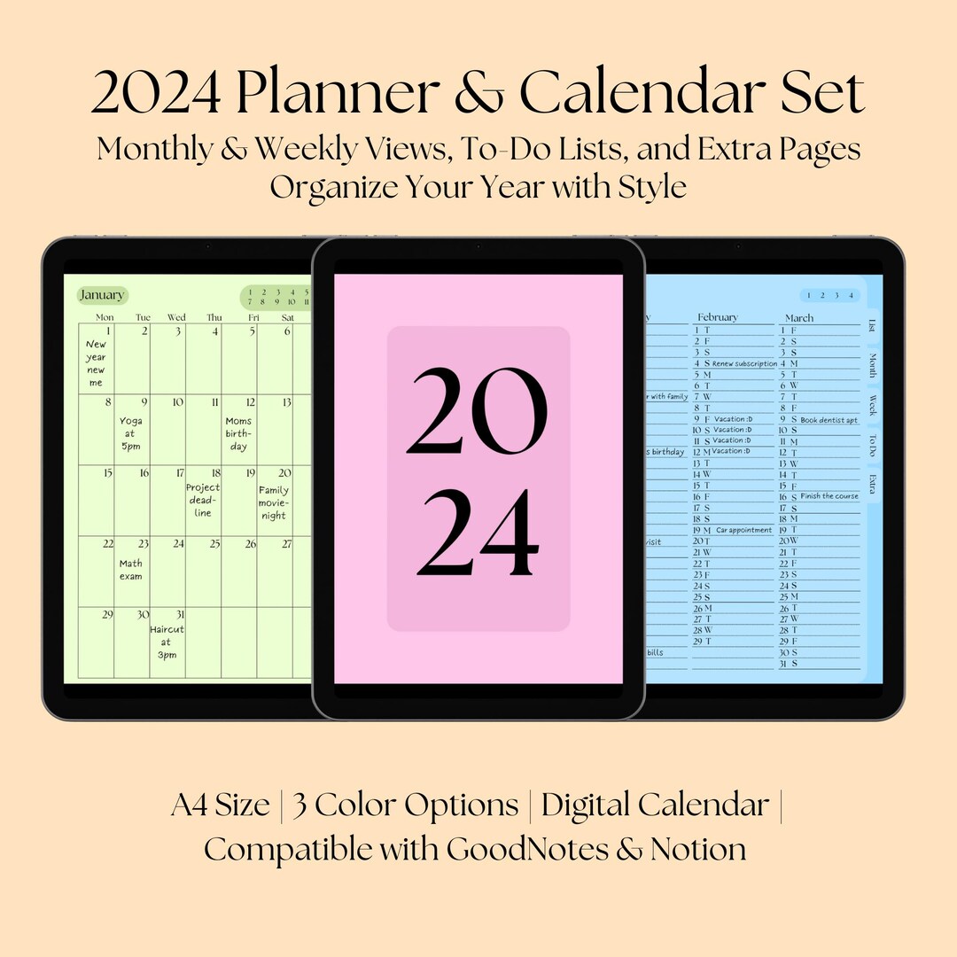 Interactive Digital Planner Set | Clickable Calendar With Monthly ...