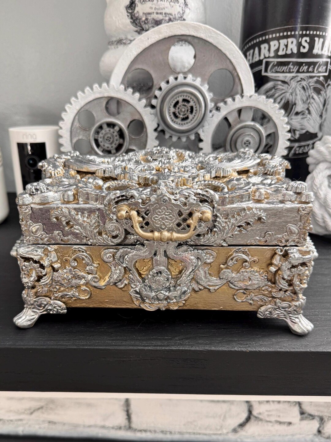 Wooden Jewelry Box, Rustic Jewelry Box, Shabby Chic Jewelry Box, French ...