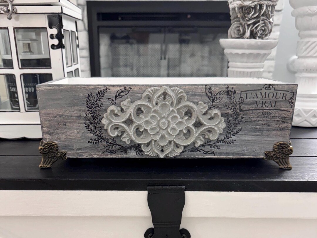 French Rustic French Country Farmhouse Decorative Box/planter, Storage ...