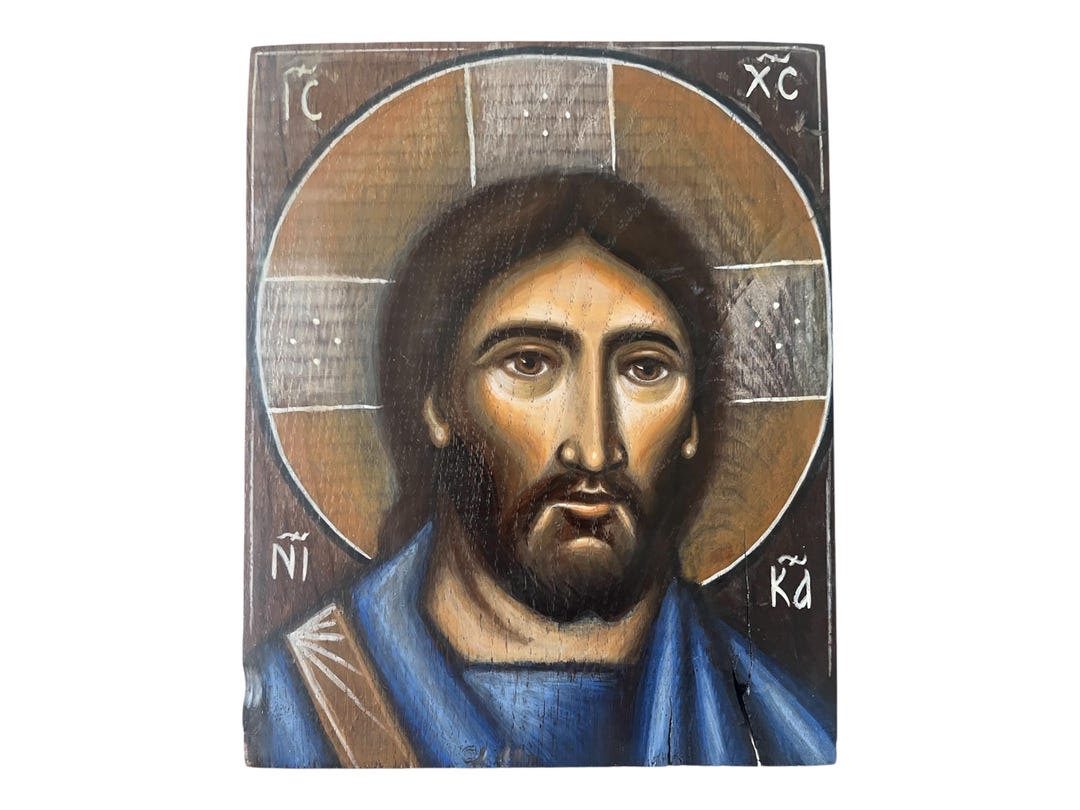 Handpainted Wax Tempera Icon of Jesus Christ - 20*18 CM - Etsy