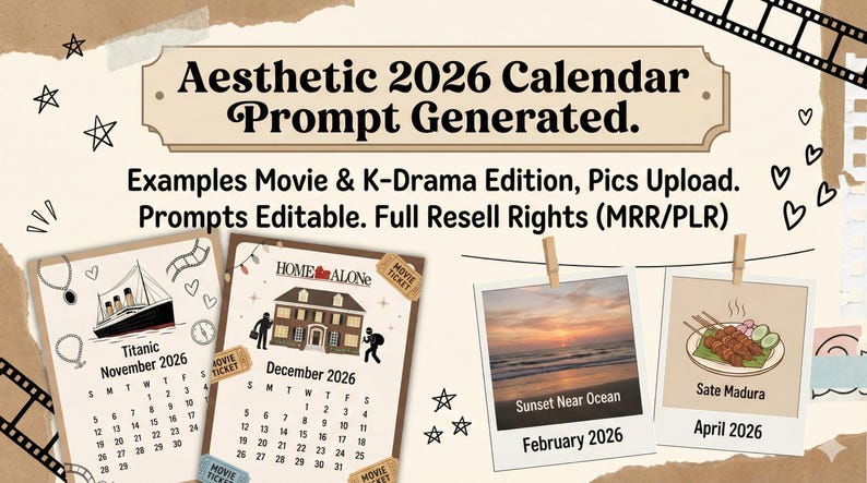 Aesthetic 2026 Calendar Prompt Generated. Examples Movie & K-drama ...