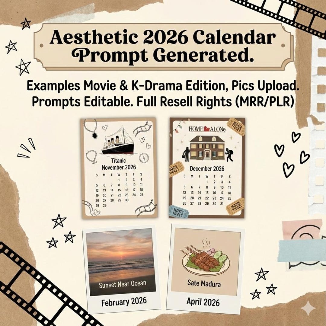 Aesthetic 2026 Calendar Prompt Generated. Examples Movie & K-drama ...