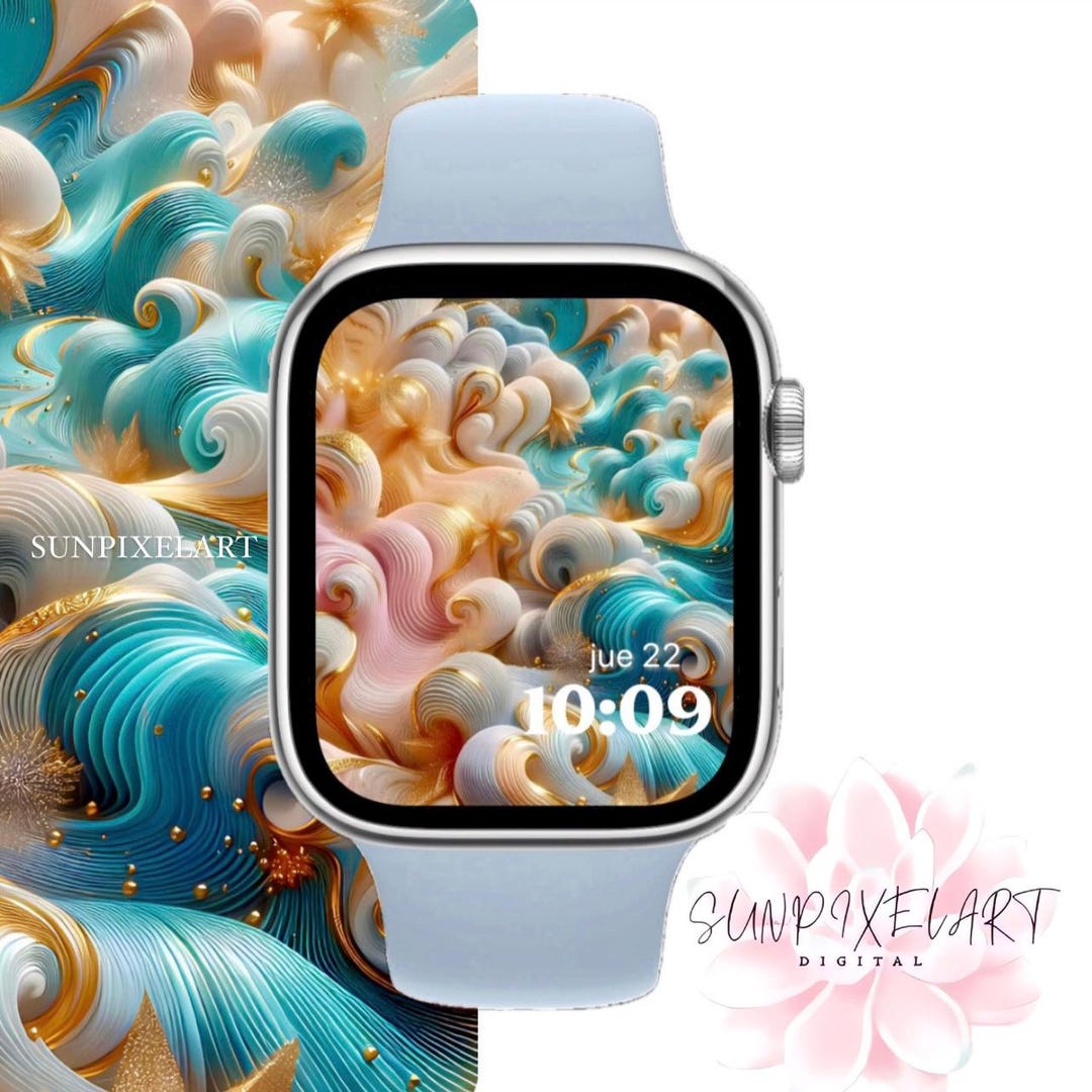 3D Waves Apple Watch Wallpaper, Luxury iPhone Background PNG, Watch ...