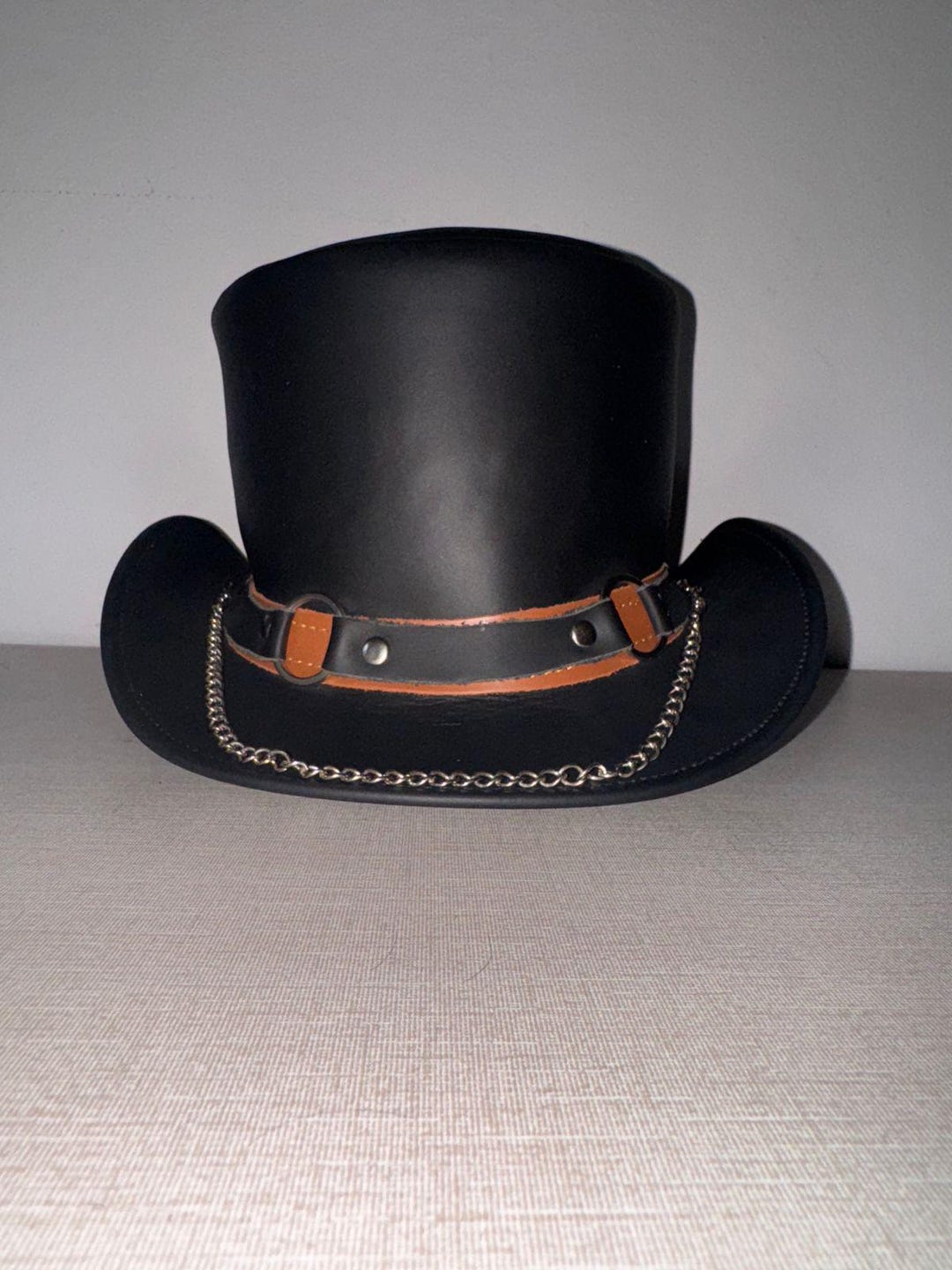 Steampunk Deadman Leather Top Hat El Dorado Classic Ring Band, Biker ...