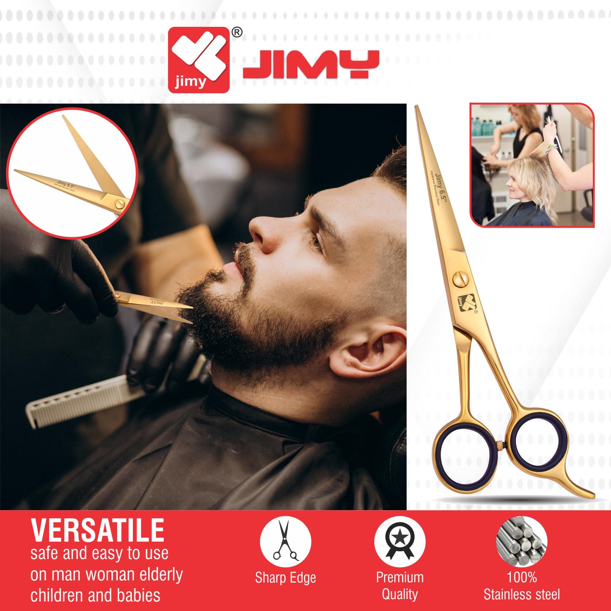 Hairdressing Barber Shears Stainless Steel Grooming Hair Cut Scissors 6 ...