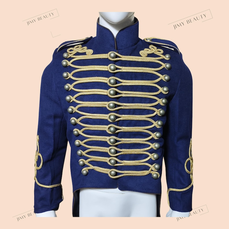 Handcrafted Royal Blue Military Jacket – Vintage Hussar Style With Gold ...