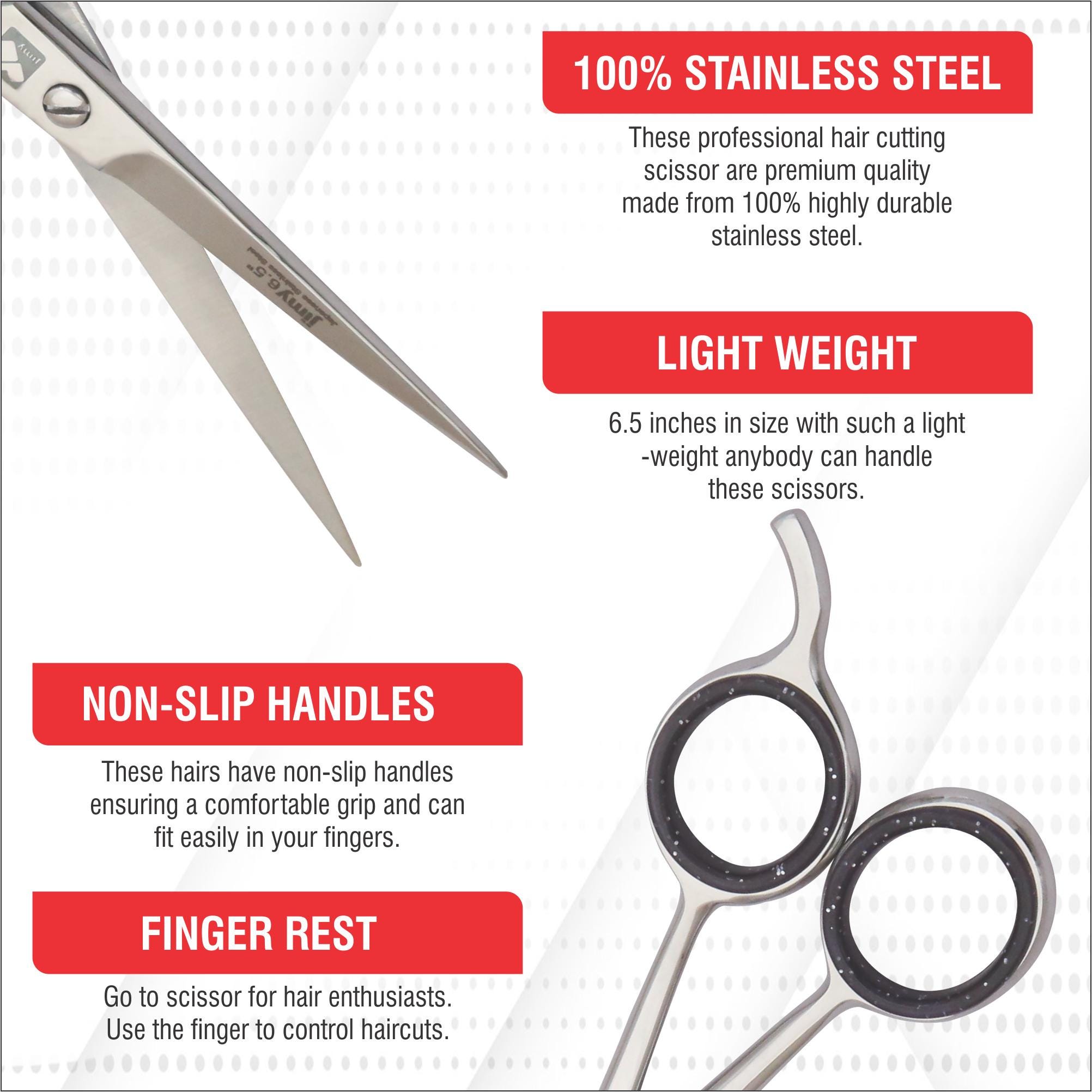Barber Sharp Edge Scissors 6.5" Professional Hair Cutting Shears Salon ...