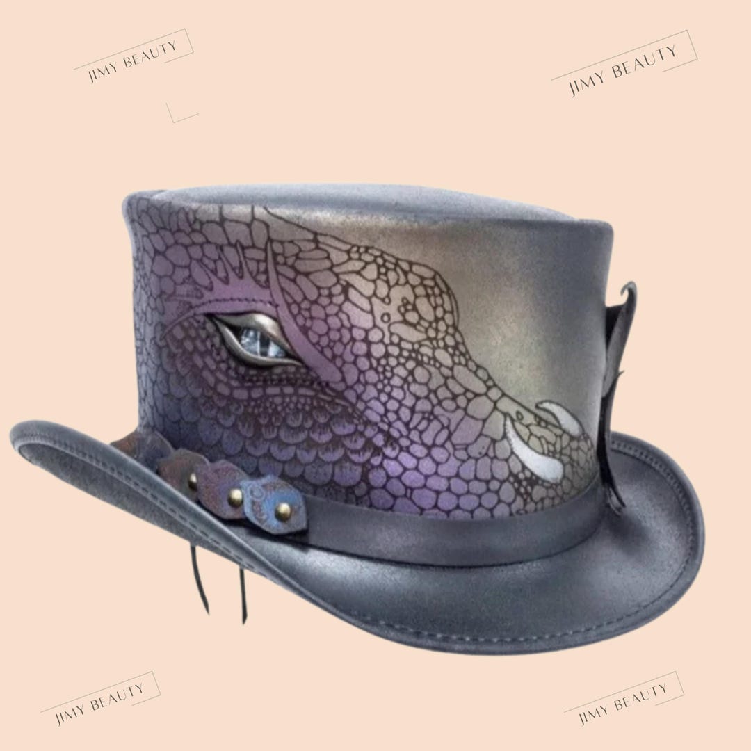 Handmade Leather Dragon Hat With Blue Eye Unique Wide Brim Design ...