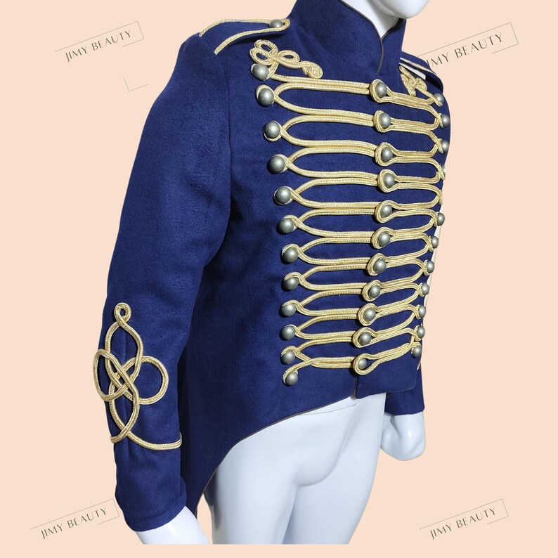 Handcrafted Royal Blue Military Jacket – Vintage Hussar Style With Gold ...