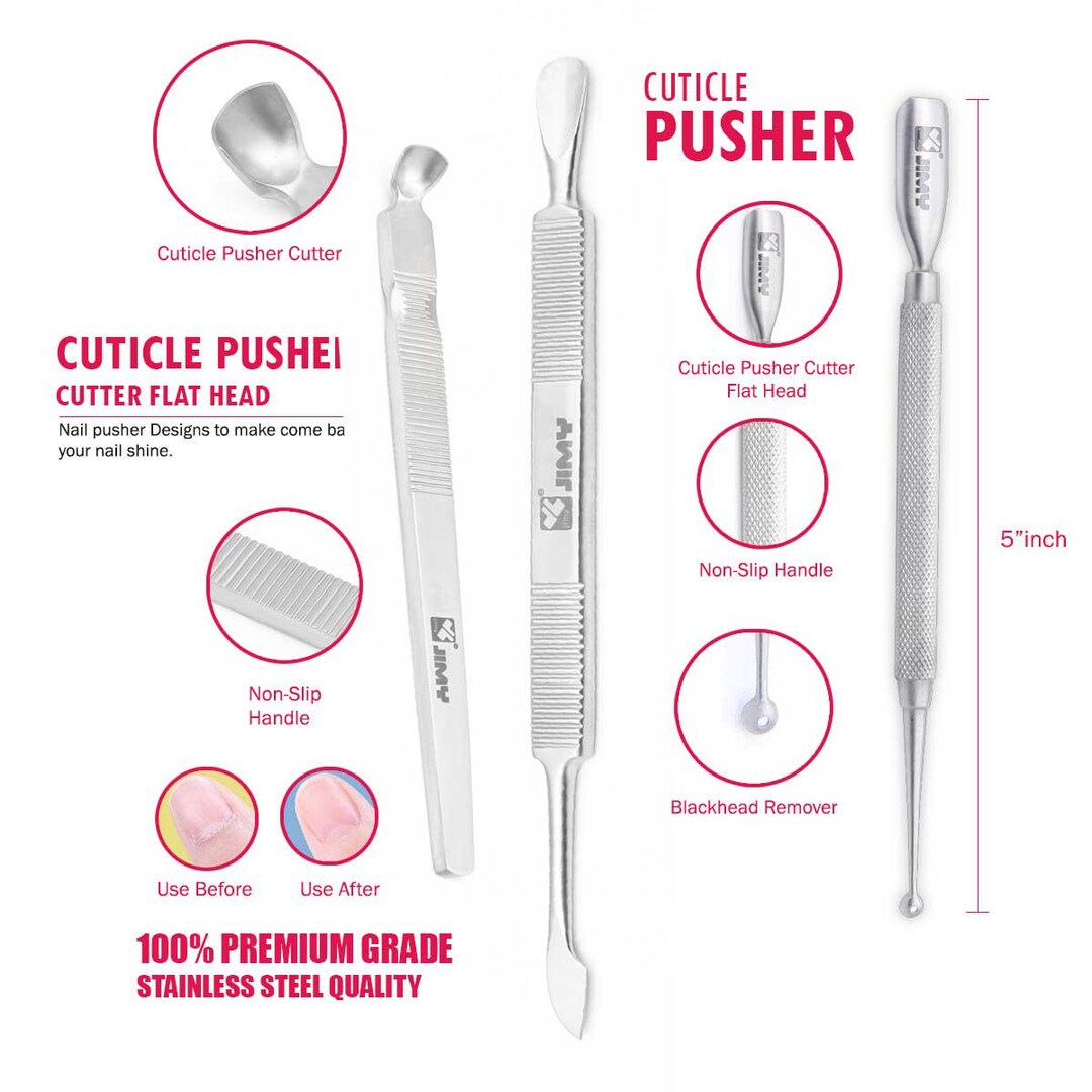 Professional Nail Pushers Set 3 Pieces Cuticle Remover Stainless Steel ...