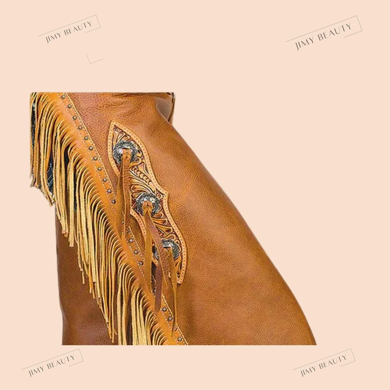 Handmade Soft Tan Brown Genuine Leather Chaps Western Cowboy Chaps ...